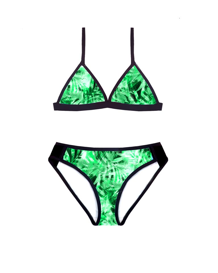 Salty Ink Girls Tri Bikini Set - Sugar Palm - Splish Splash Swimwear