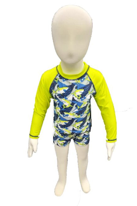Kato Kids Rashie Set Lemon with Sharks - Splish Splash Swimwear