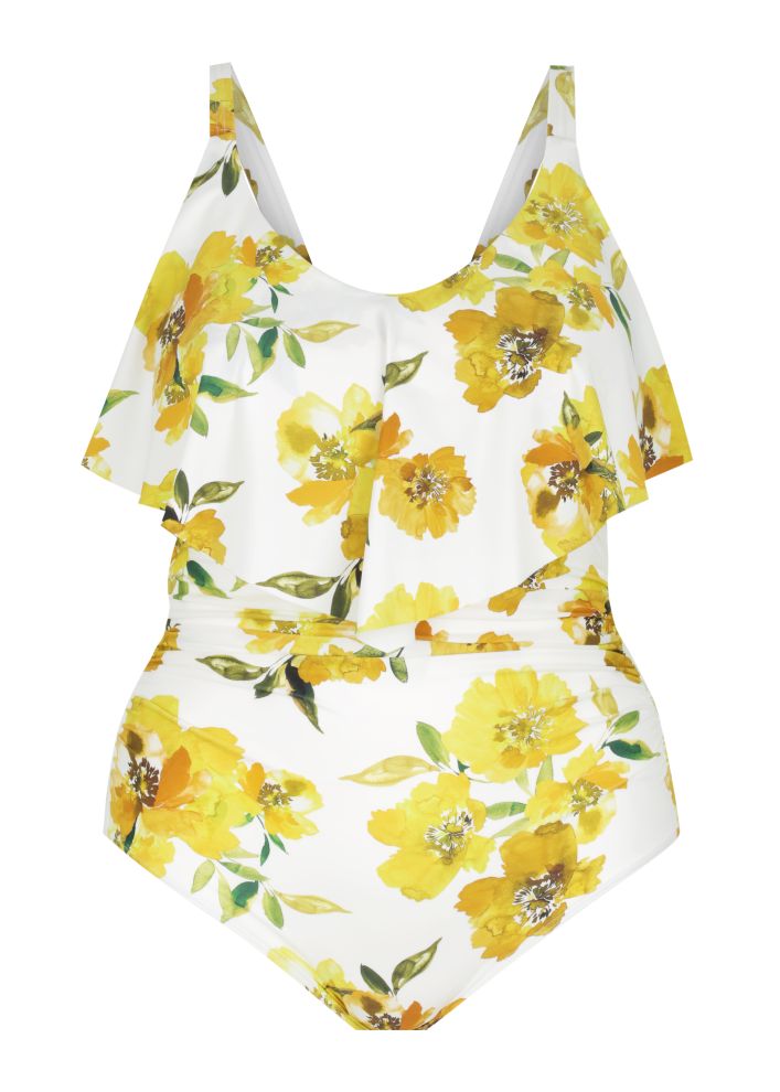 Capriosca Long Frill V Neck One Piece - Tuscany - Splish Splash Swimwear